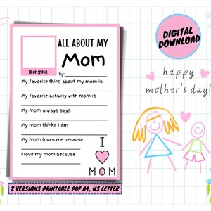 Mother's Day Gift | Mother's Day Activity Printable for Kids ...