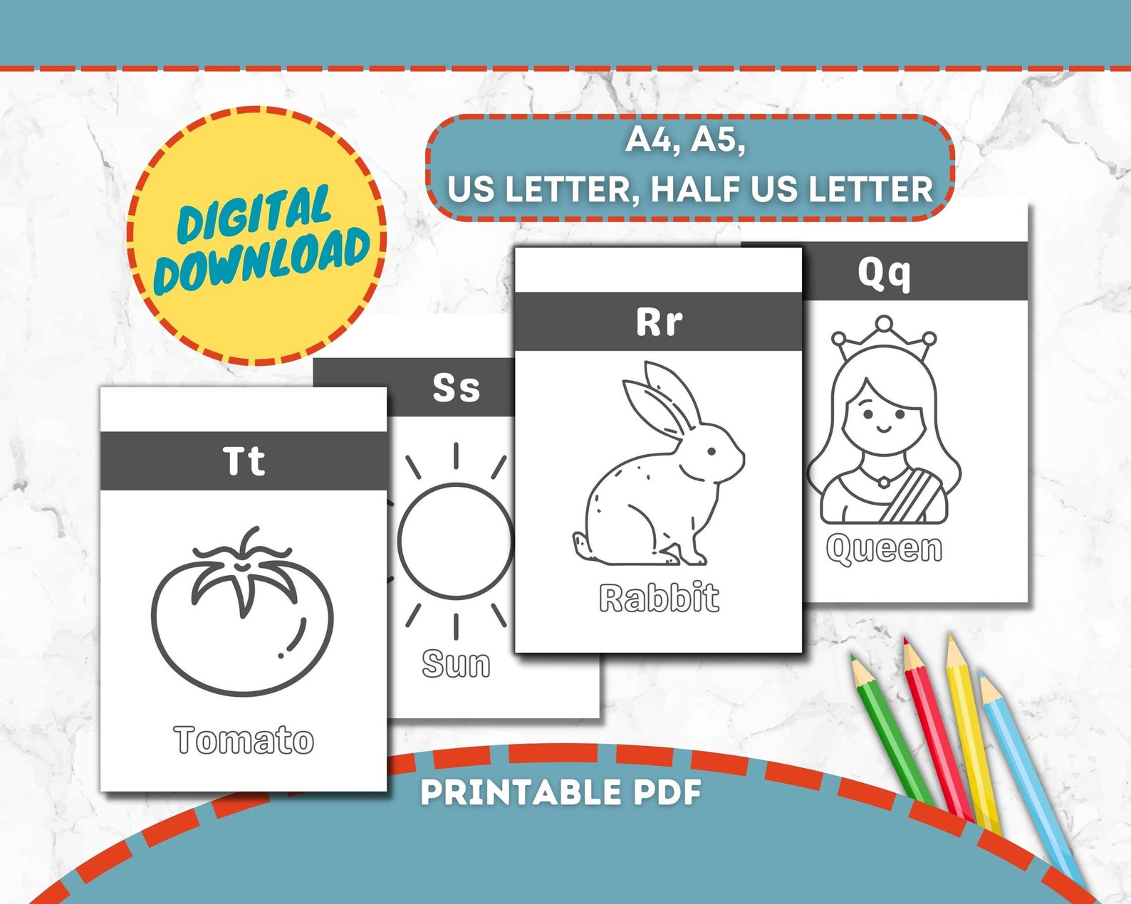Alphabet Coloring Pages | ABC Coloring Sheets | Printable Coloring Book ...