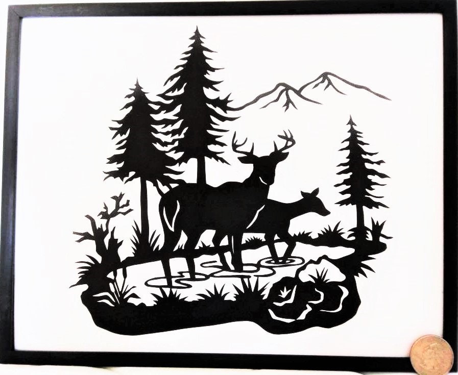 Beautiful Papercutting / Scherenschnitte Picture of Deer With - Etsy