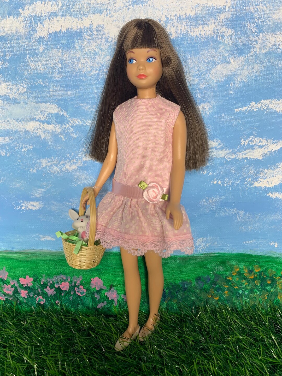 Vintage Skipper Doll Clothes HANDMADE Mod Pink Dress & Shoes Outfit for ...