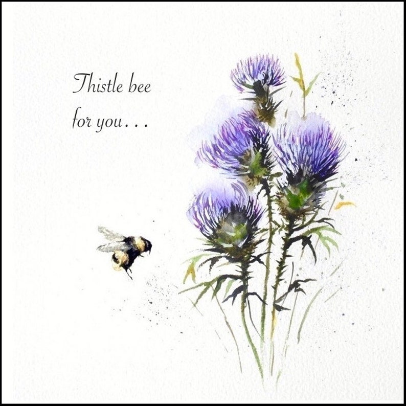 Large Greeting Card, Scottish Birthday, Thistle, Bee, Scotland Theme ...