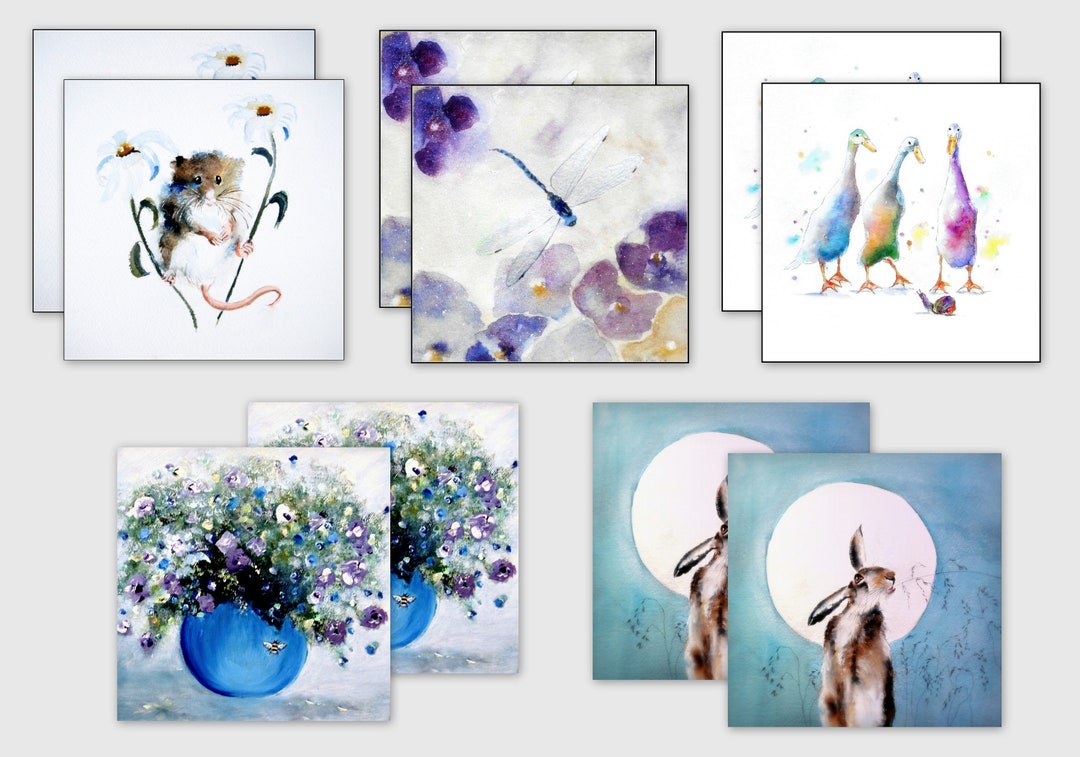 10 Luxury Art Cards, Multi Pack, Set, Any Occasion, Thank You, Birthday ...