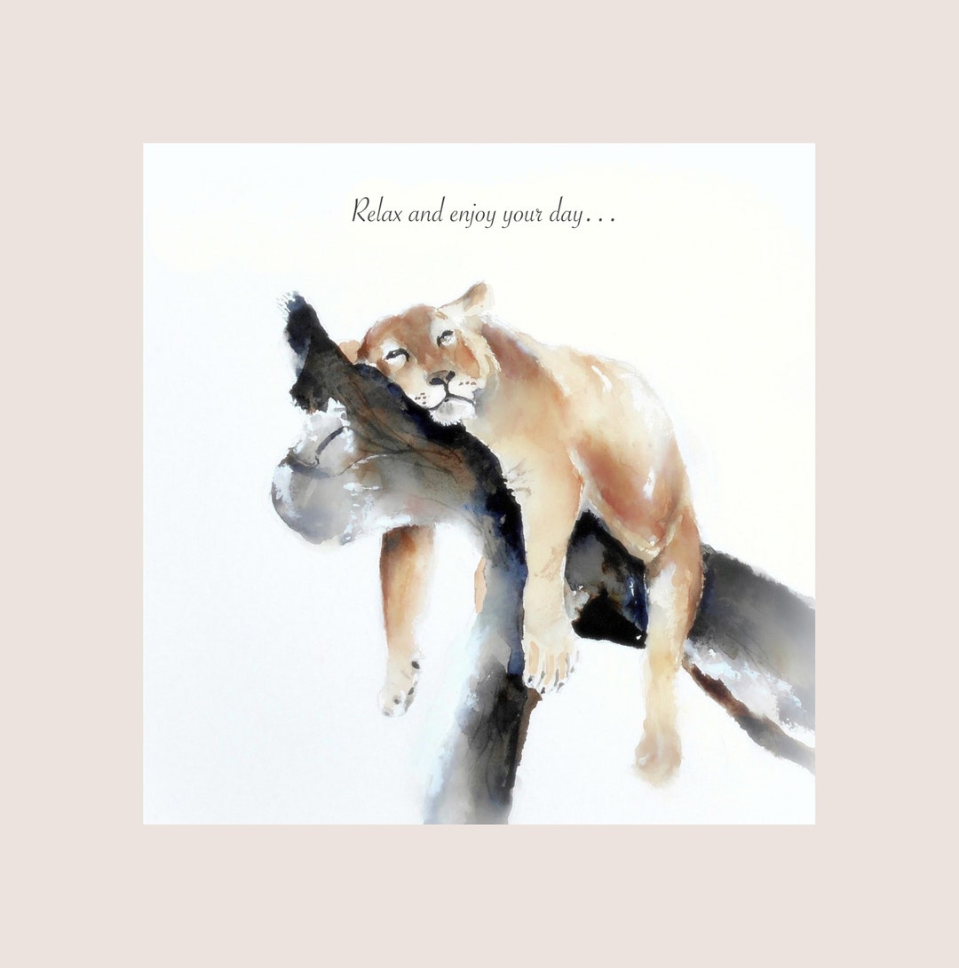 Luxury Brand, Large, Greeting Card, Lion, Lioness, Relax, Enjoy Your ...