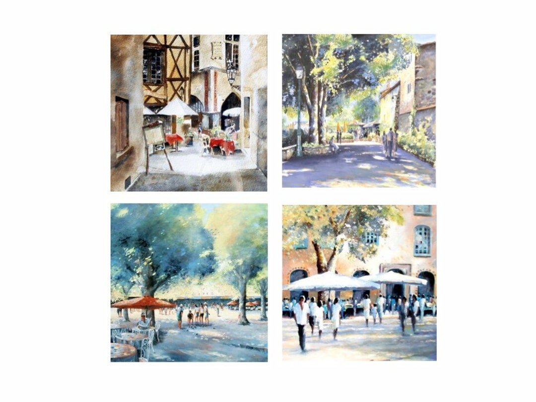 4 French Themed Art Cards Pack Set Large French Market - Etsy