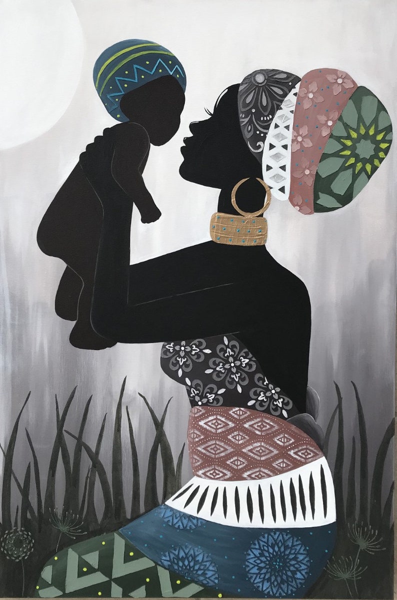 African Mother 2 African Woman Large Original Art Canvas Etsy
