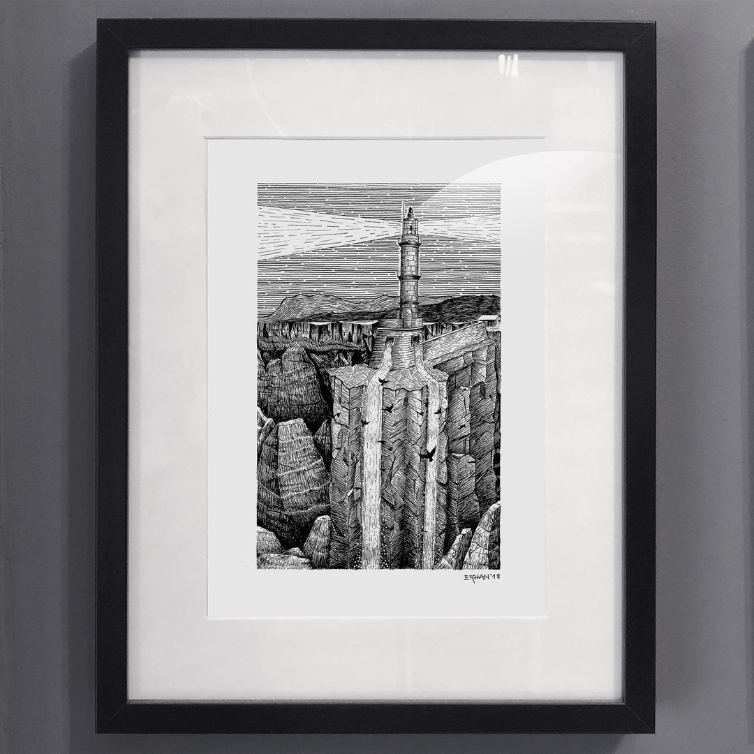 The Lighthouse Illustration "emptiness", Pen and Ink Drawing, Print Out ...