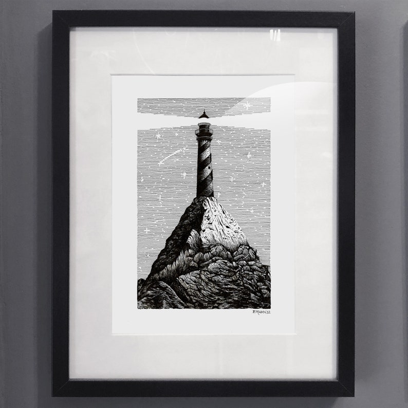 Zenith. Lighthouse, Pen & Ink Drawing Series, Print Out Copy - Etsy