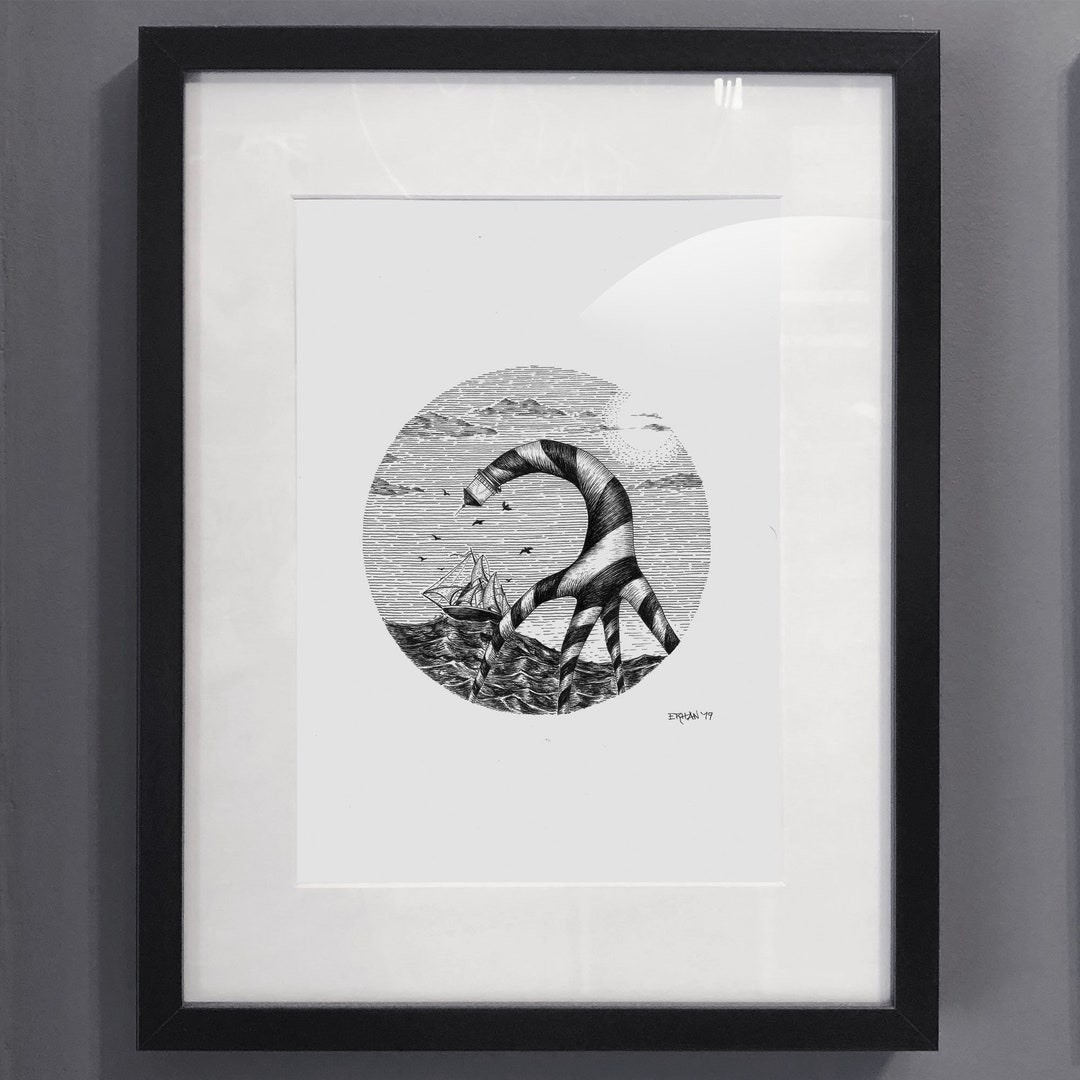 Lighthouse Illustration "seek", Pen and Ink Drawing, Print Out Copy - Etsy