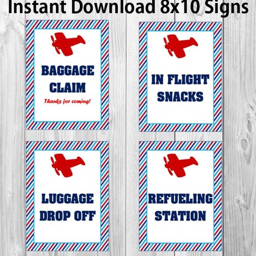 Vintage Plane Party Signs PRINTABLE Time Flies Airplane - Etsy