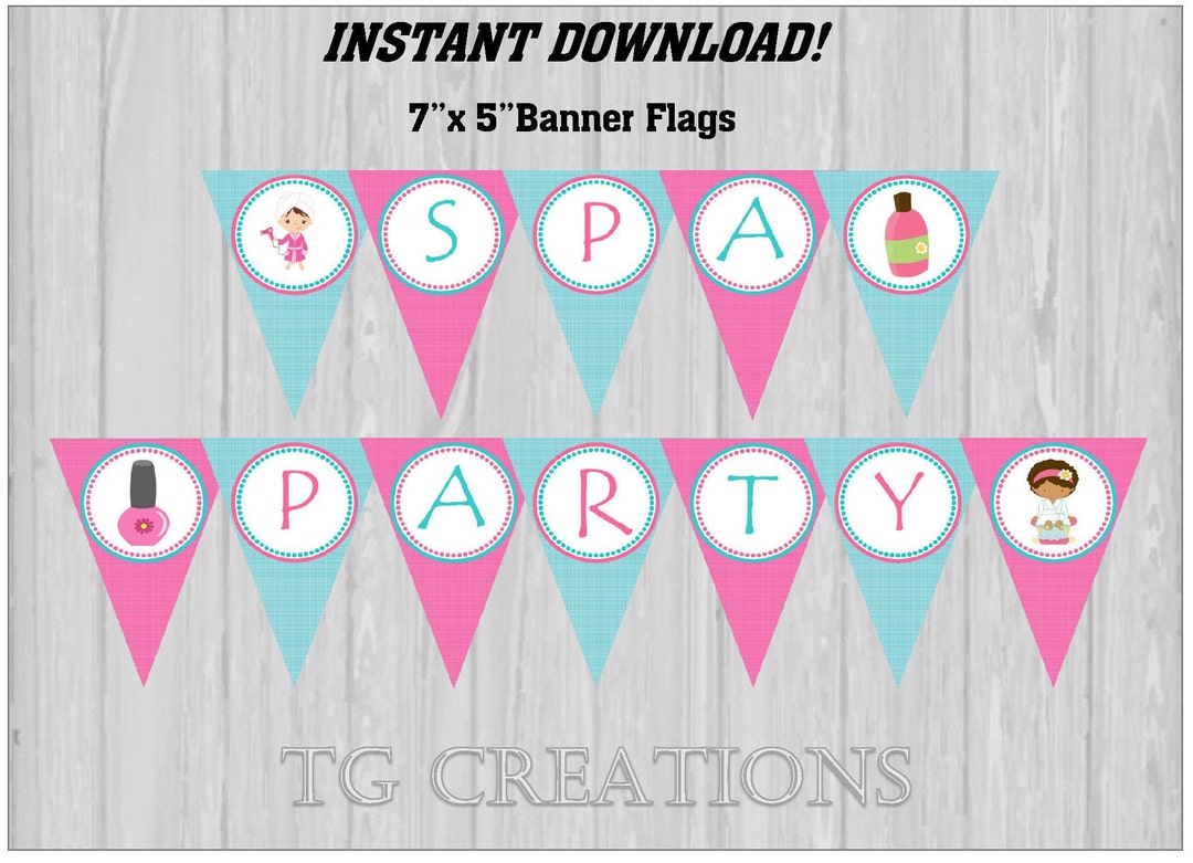 Spa Party Banner, Girls Spa Party Spa Party, Instant Download ...