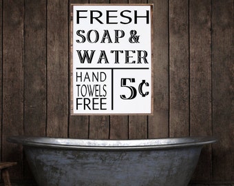 Soap and Water Bathroom Signs | Etsy