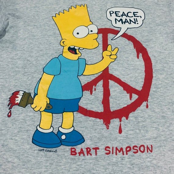 The Simpsons Vintage Peace Man , Bart Cartoon T-Shirt… - Gem