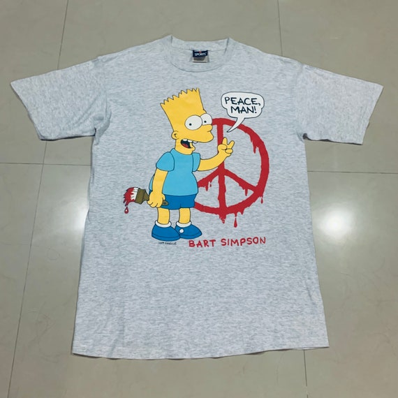 The Simpsons Vintage Peace Man , Bart Cartoon T-Shirt… - Gem