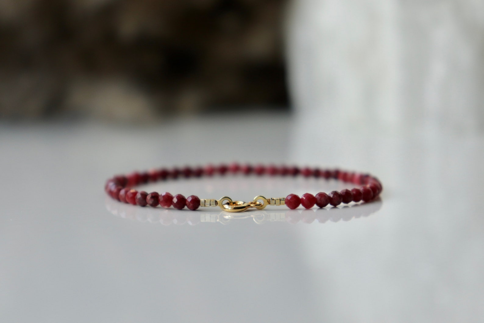 Genuine Thulite Bracelet Bracelet Femme Red Crystal - Etsy