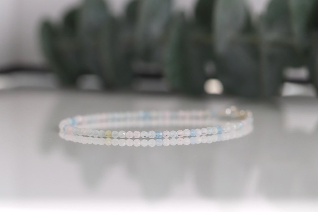 Genuine Beryl Bracelet, Wealth Bracelet, Delicate 2mm Bead Bracelet, Womens Gemstone Bracelet ...