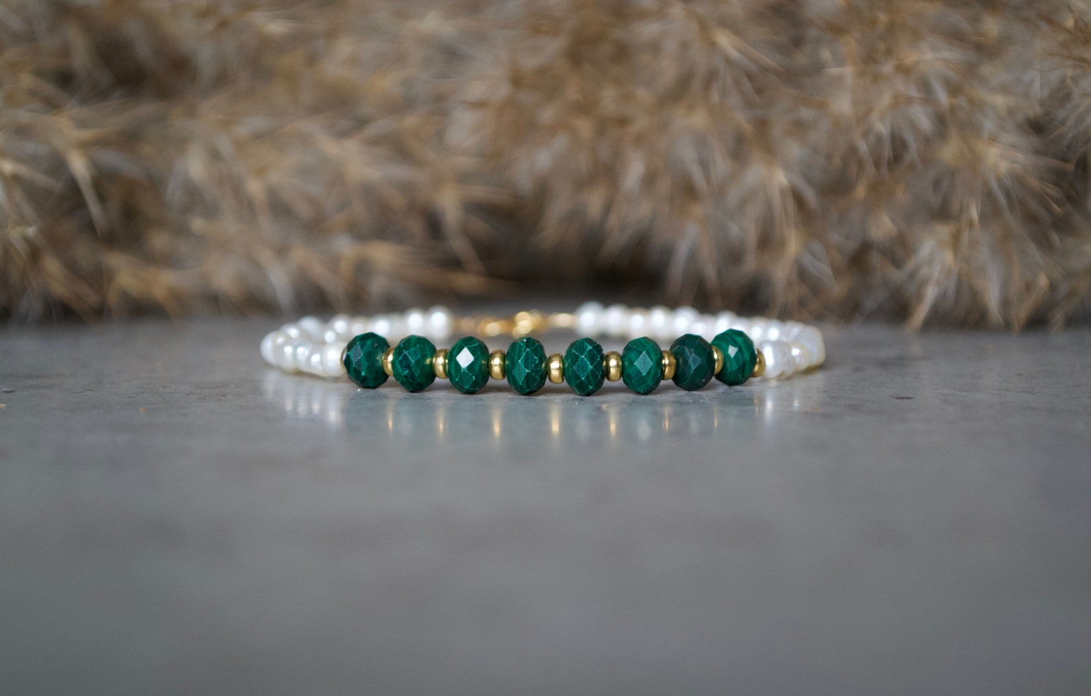 Genuine Malachite Bracelet - Bracelet Femme, Delicate Green Gemstone ...