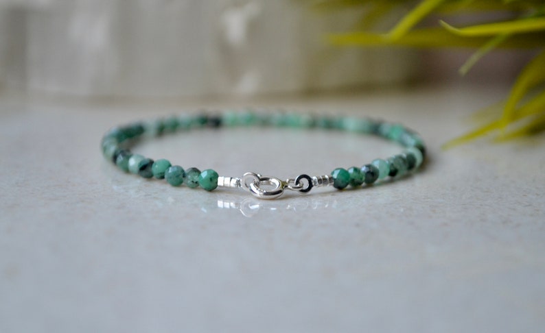 May Birthstone Bracelet, Columbian Emerald Bracelet - Bracelet Femme ...