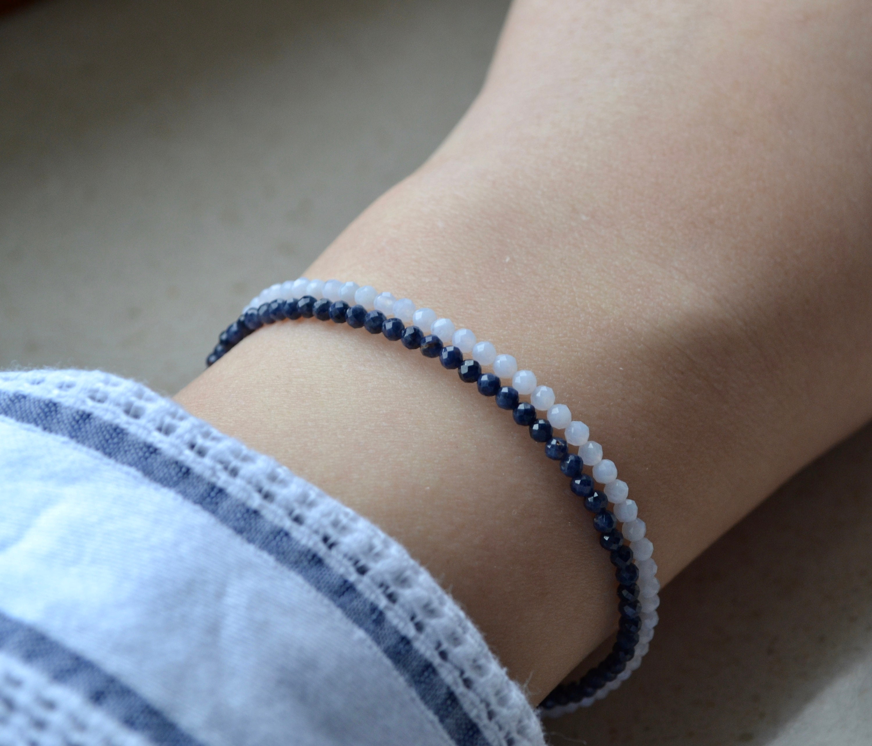 Dark Blue Sapphire Bracelet Genuine Sapphire Bracelet Femme | Etsy