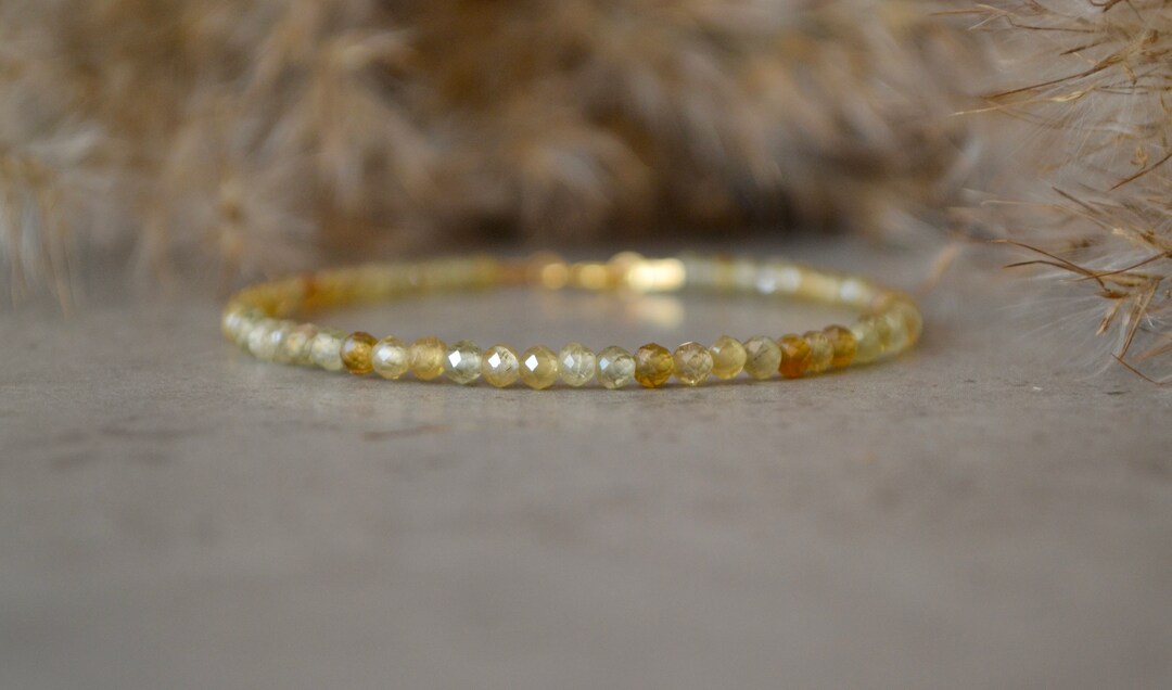 Andradite Garnet Bracelet, Bracelet Femme, 3mm Bead Bracelet, Light ...