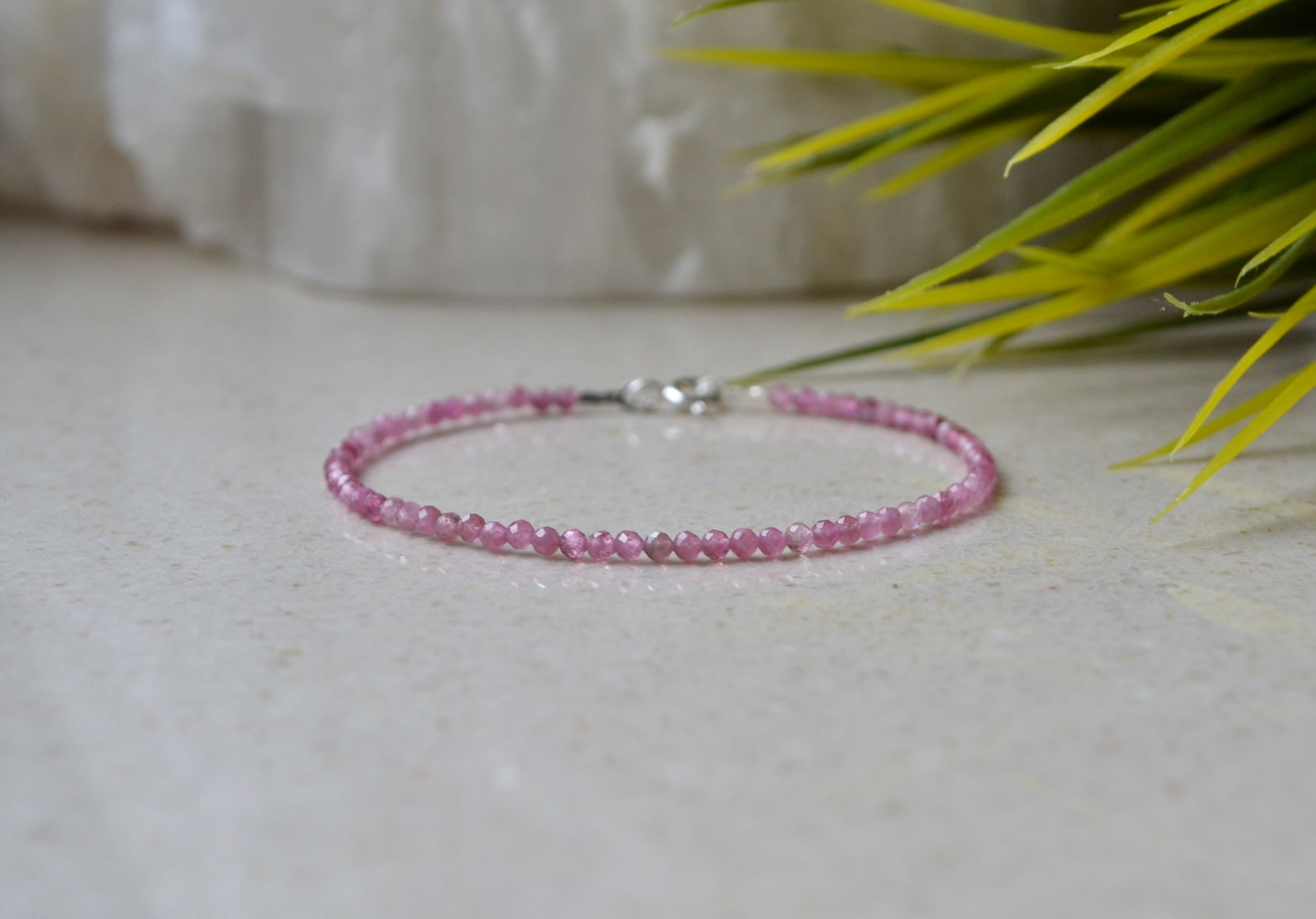 Rosa Turmalin Armband - zartes Armband, Armband Femme, rosa Edelstein ...