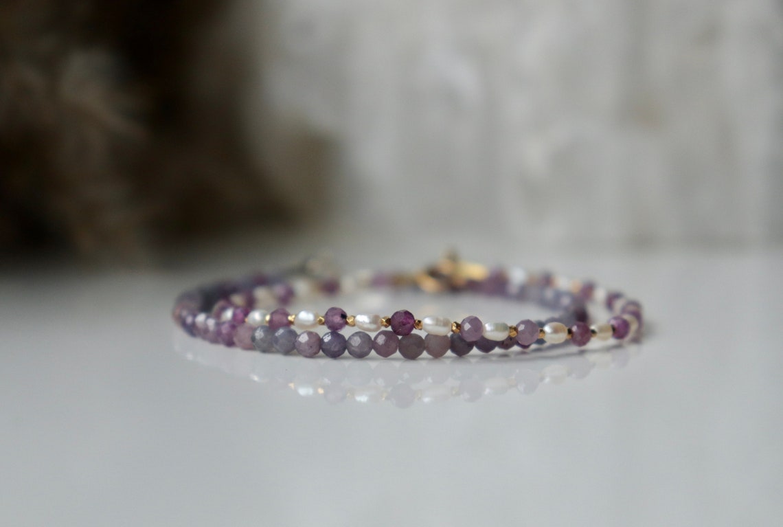 Genuine Ruby Bracelet With Freshwater Pearl, July Birthstone Bracelet ...