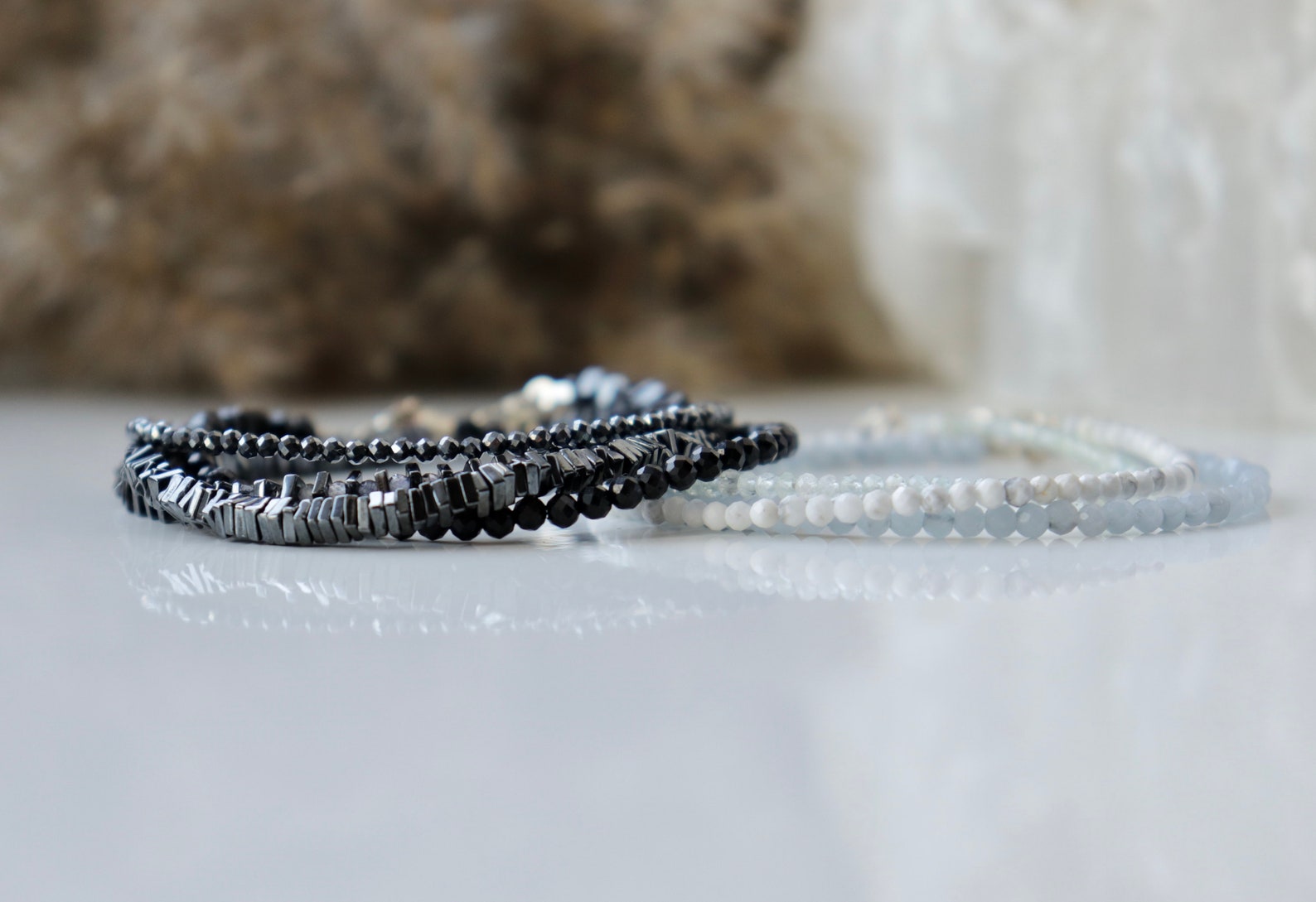 Genuine Hematite Bracelet - Bracelet Femme, Square Black Gemstone ...