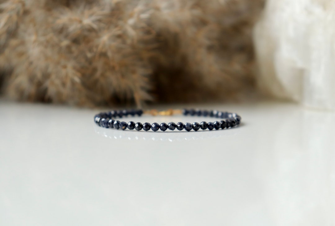 Dark Blue Sapphire Bracelet - Genuine Sapphire Bracelet Femme, Skinny ...