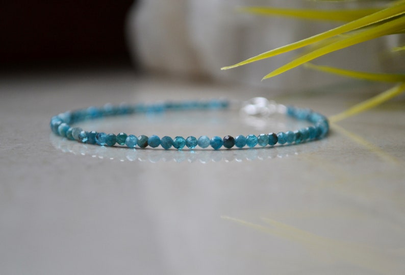 Genuine Apatite Bracelet - Bracelet Femme, Calming Bracelet, Blue ...