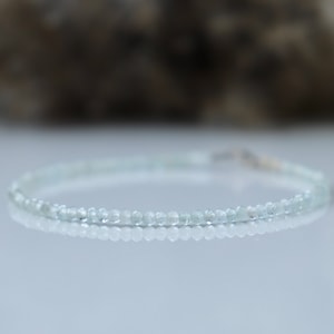 Light Green Beryl Bracelet, Genuine Beryl Jewelry, Bracelet Femme, Delicate 2mm Bead Bracelet ...