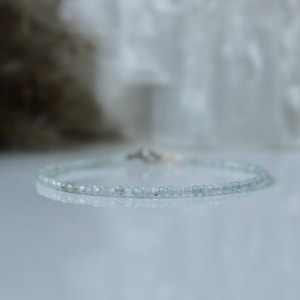 Light Green Beryl Bracelet, Genuine Beryl Jewelry, Bracelet Femme, Delicate 2mm Bead Bracelet ...