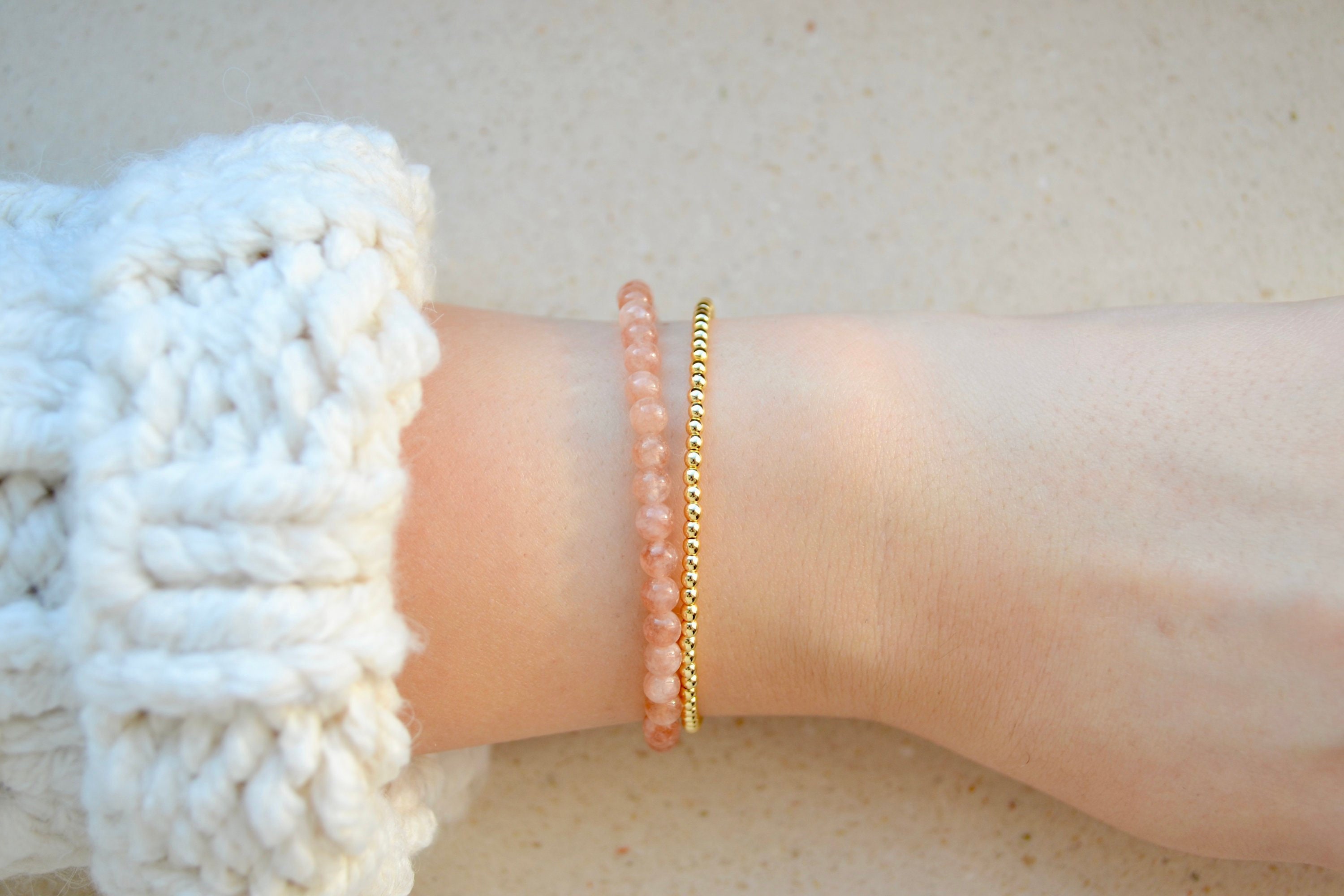 Elegant Sunstone beaded bracelet Oregon gemstone femme | Etsy