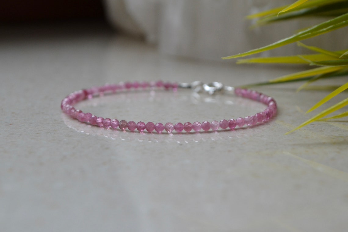 Rosa Turmalin Armband - zartes Armband, Armband Femme, rosa Edelstein ...