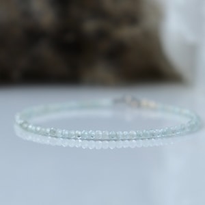 Light Green Beryl Bracelet, Genuine Beryl Jewelry, Bracelet Femme, Delicate 2mm Bead Bracelet ...