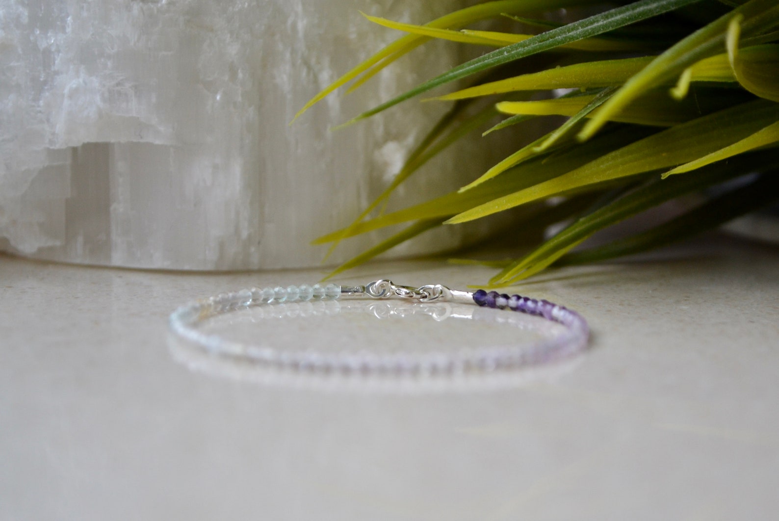 Fluorite Crystal Bracelet Bracelet Femme Dainty Ombre - Etsy