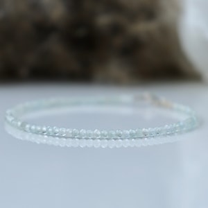 Light Green Beryl Bracelet, Genuine Beryl Jewelry, Bracelet Femme, Delicate 2mm Bead Bracelet ...