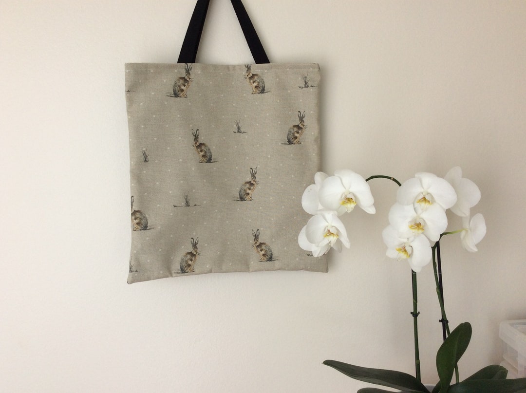 Rabbit Tote Bag, Hare Shopping Bag, Rabbit Foldable Bag. Handmade From ...