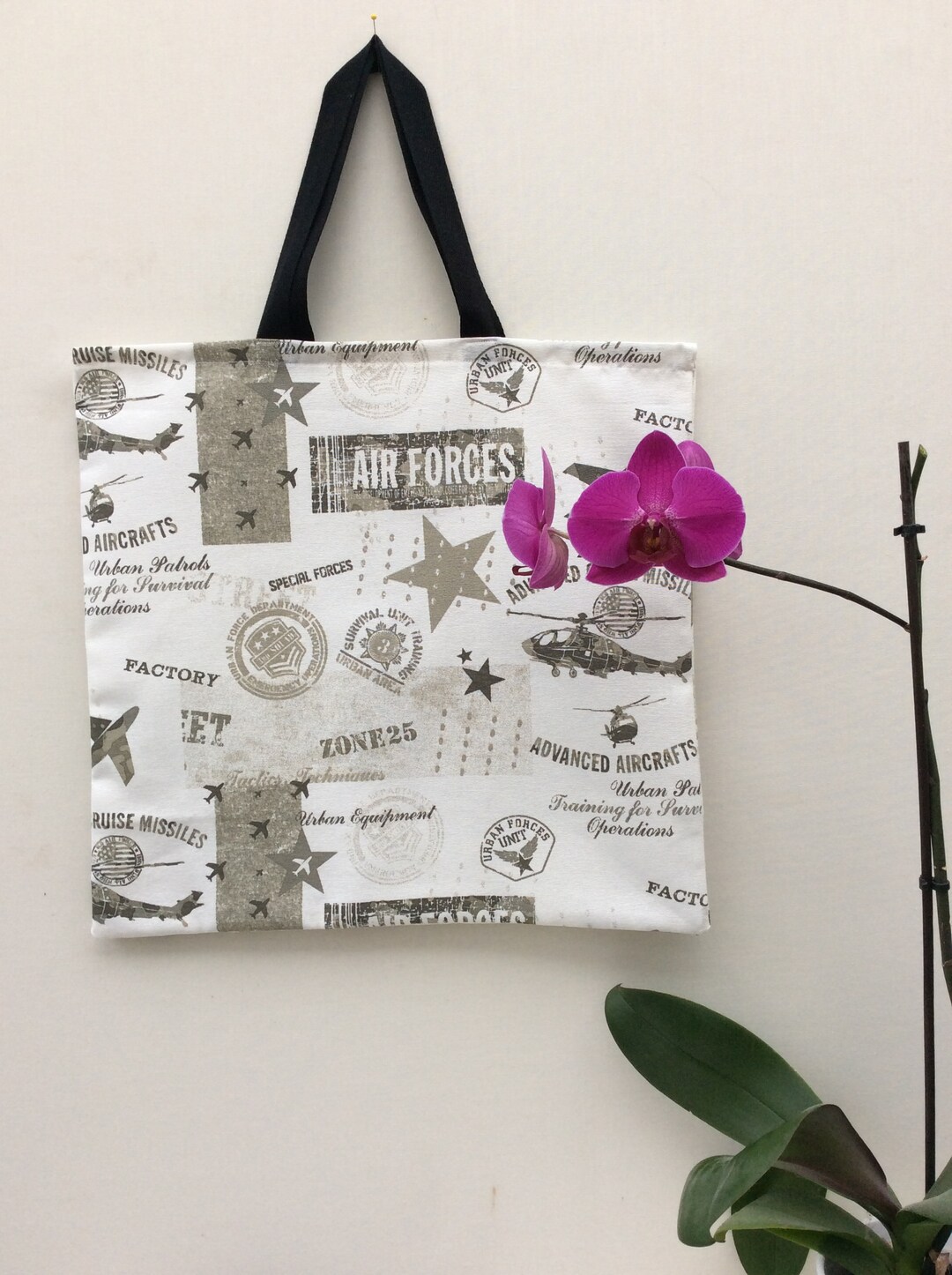 Aircraft Tote Bag, Plane Shopping Bag, Aeroplane Foldable Bag. Handmade ...