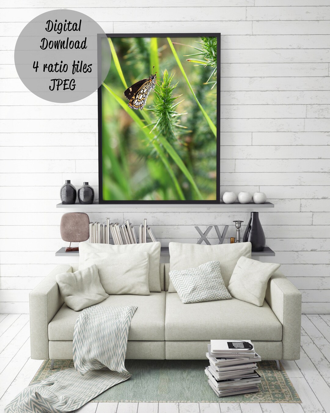 Green Butterfly Wall Art Print Photo - Etsy