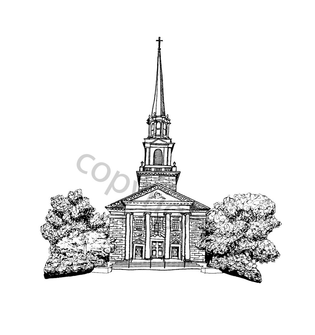 SMU Perkins Chapel Line Drawing PNG - Etsy