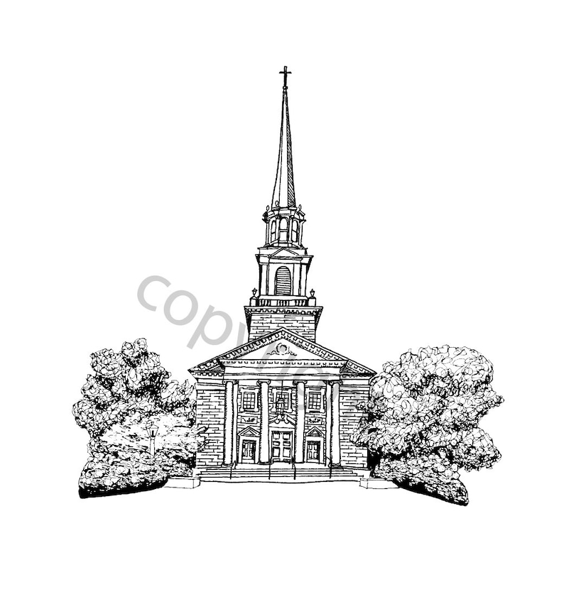 SMU Perkins Chapel Line Drawing PNG - Etsy
