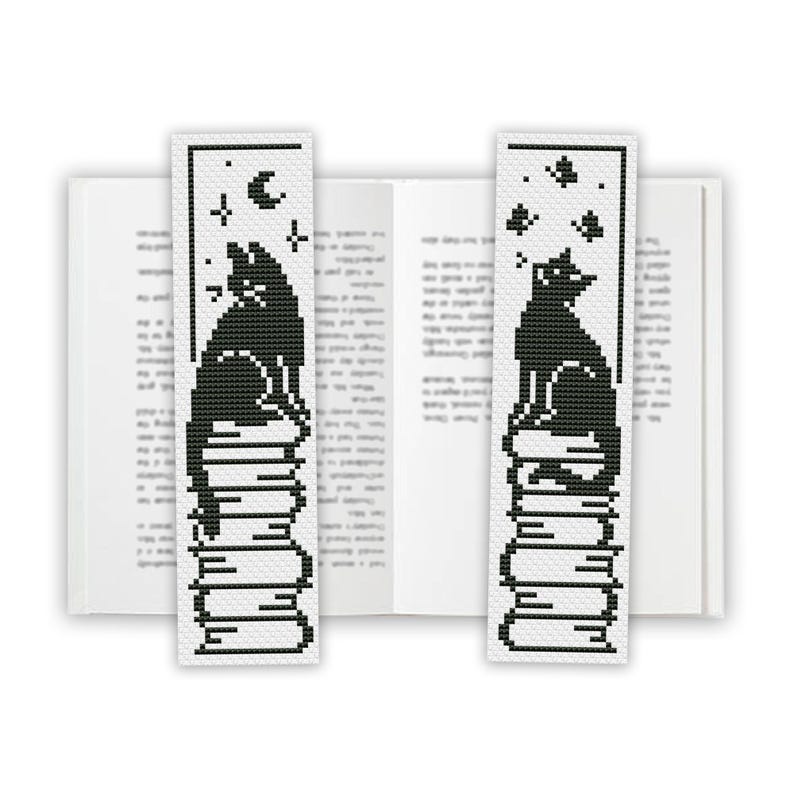 TWO Cat Bookmark Cross Stitch Patterns PDF, Book Lover Cross Stitch ...