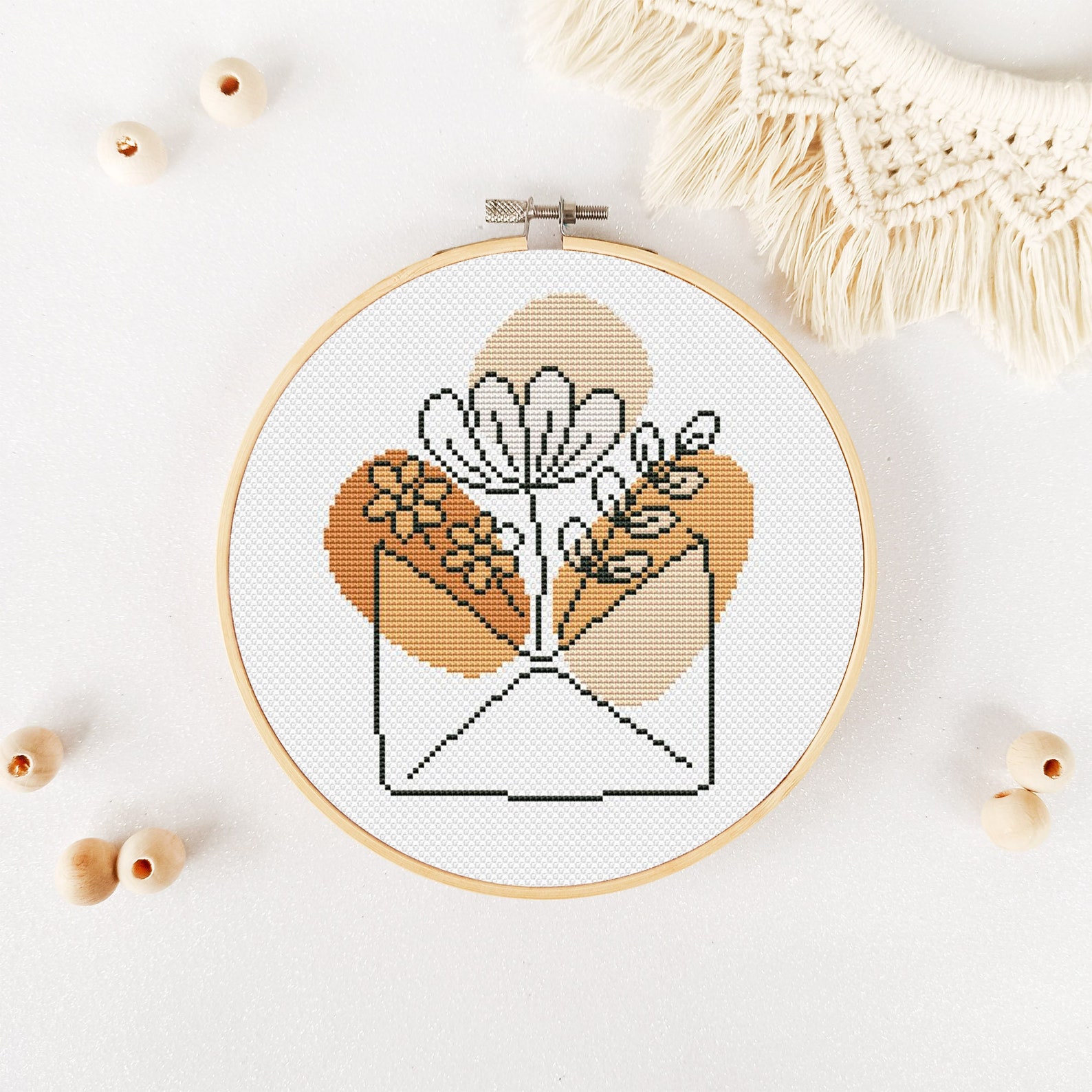 Envelope Cross Stitch Pattern PDF Boho Flower Hand - Etsy