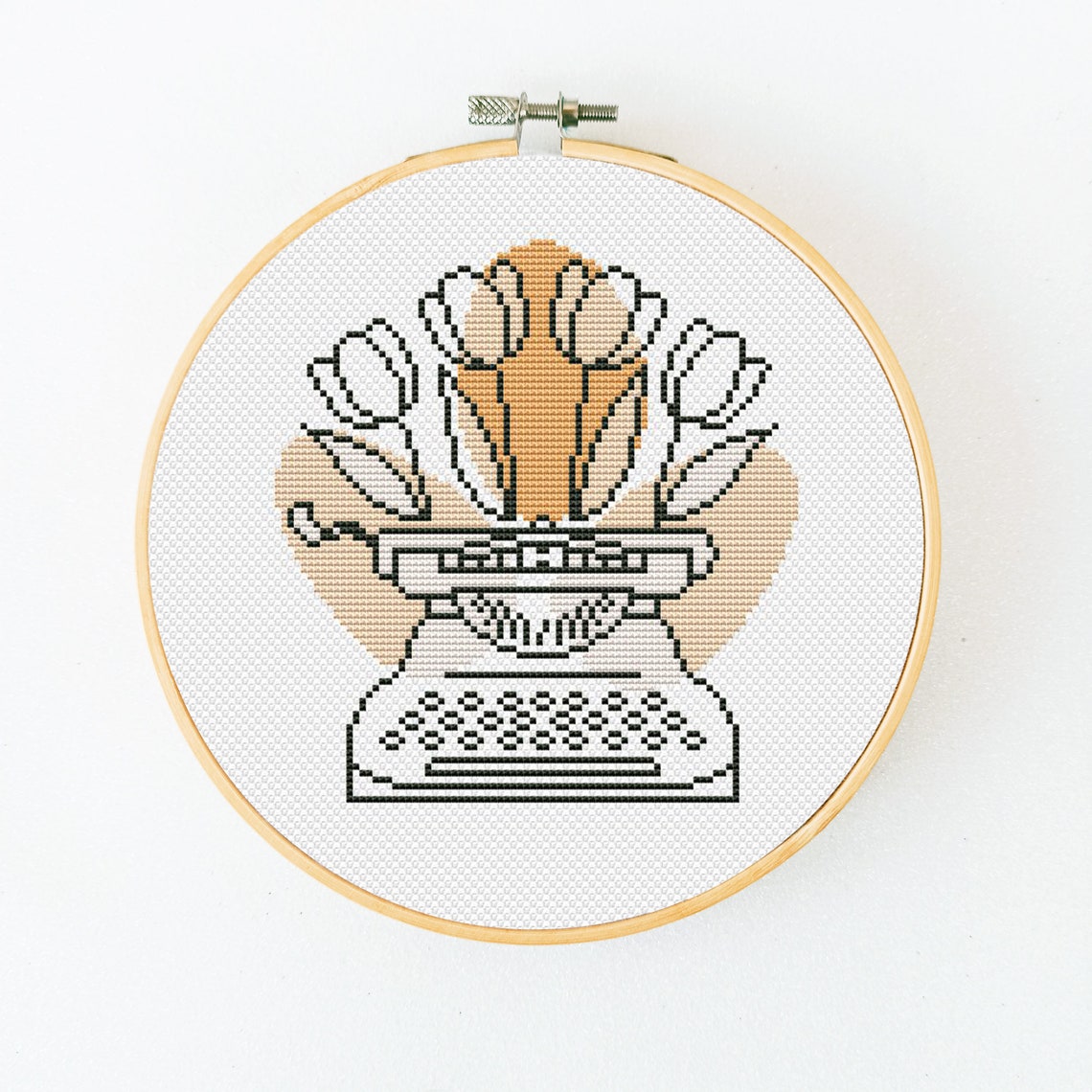Typewriter Cross Stitch Pattern PDF Boho Flower Cross Stitch - Etsy