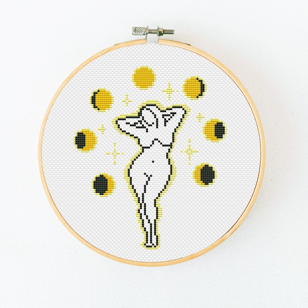 Body Positive Cross Stitch Pattern PDF, Moon Phases Cross Stitch, Woman ...