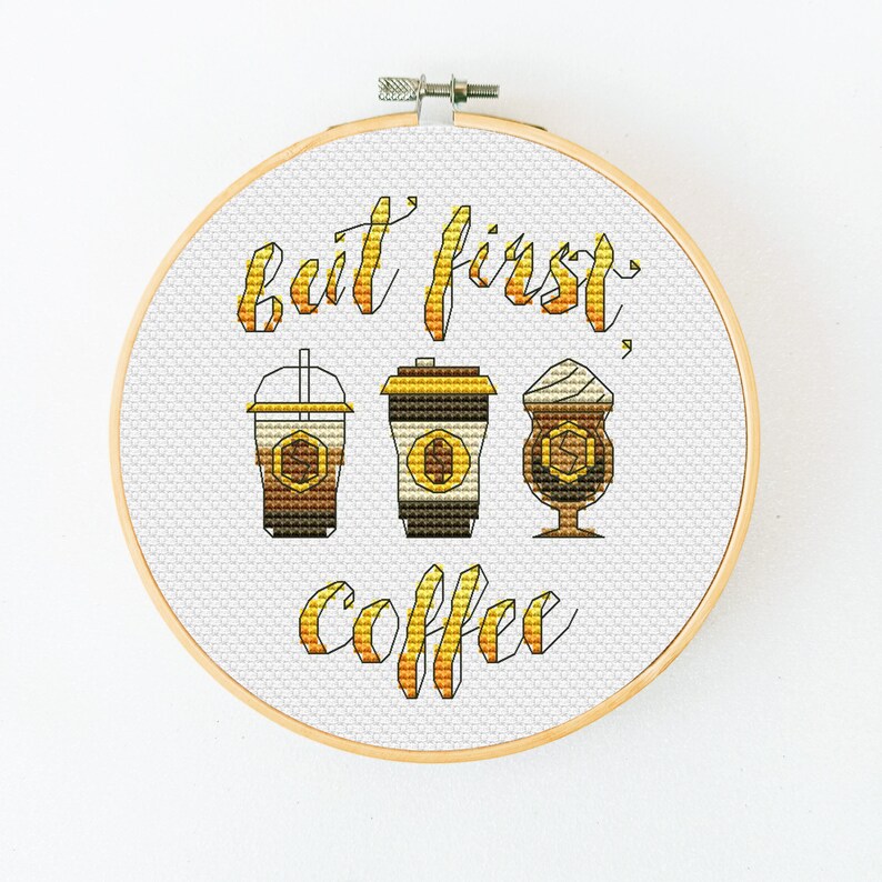 Gráfico de Ponto Cruz de Café em PDF, Mas Primeiro Tome um Café ...
