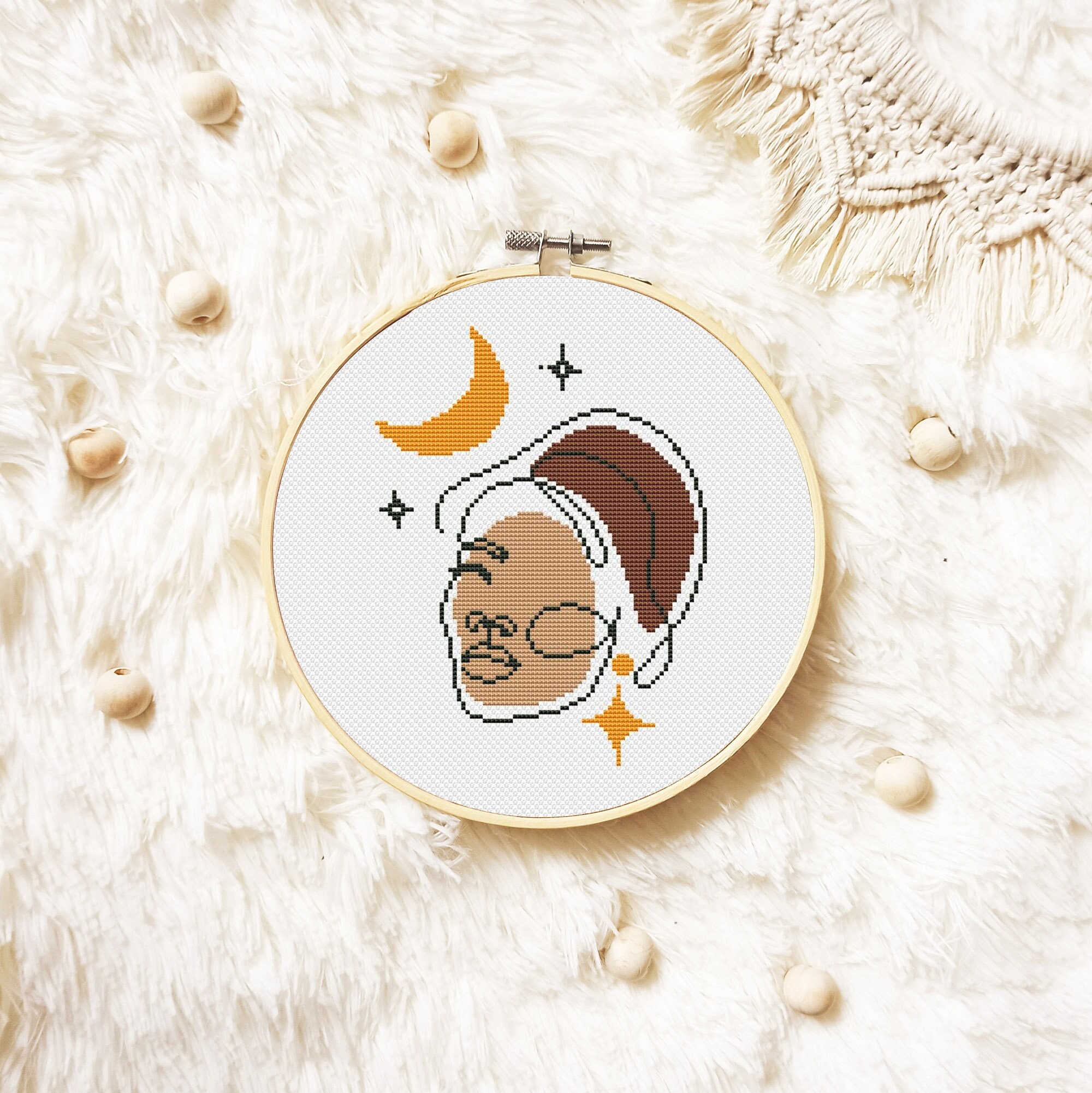 Black Woman Cross Stitch Pattern PDF Female Face Line Art - Etsy