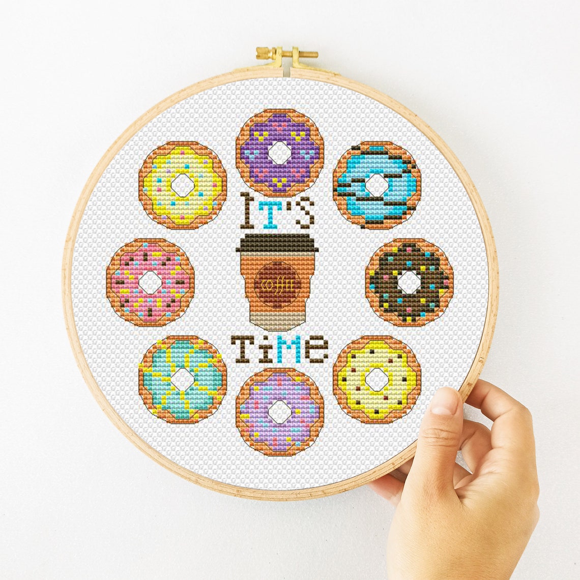 Donuts Cross Stitch Pattern PDF Coffee Drink Hand Embroidery - Etsy
