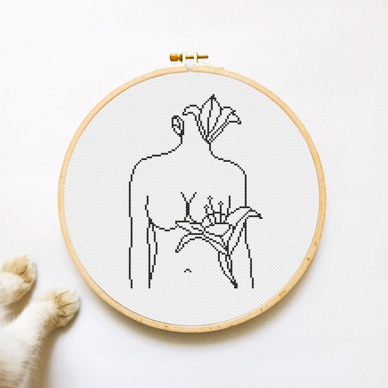 Woman Body Cross Stitch Pattern PDF Flower Woman Cross - Etsy