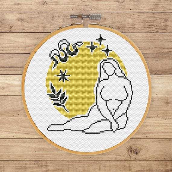 Body Positive Cross Stitch Pattern PDF Boho Woman Cross | Etsy
