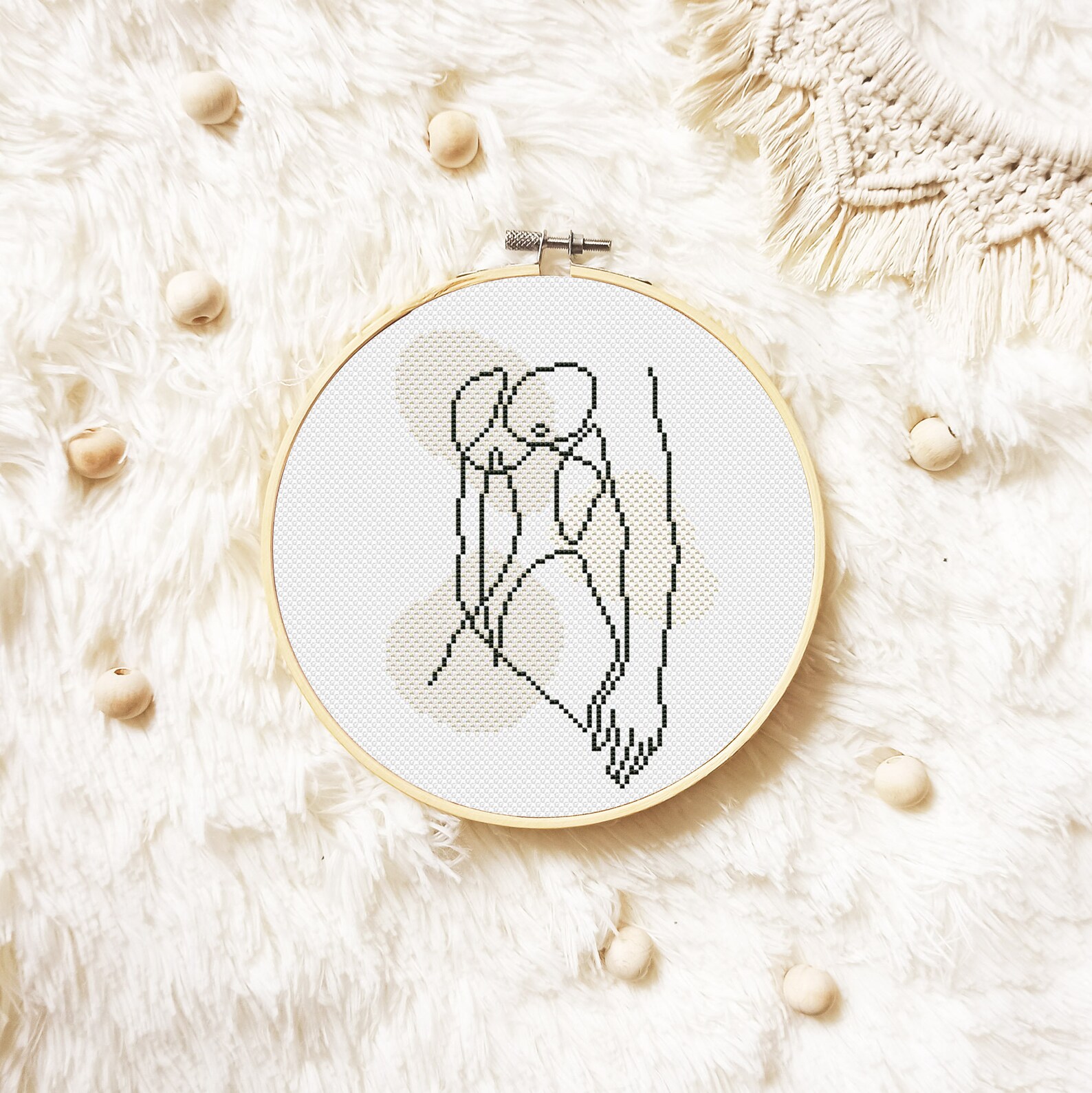 Man One Line Cross Stitch Pattern PDF Boho Hand Embrodiery - Etsy